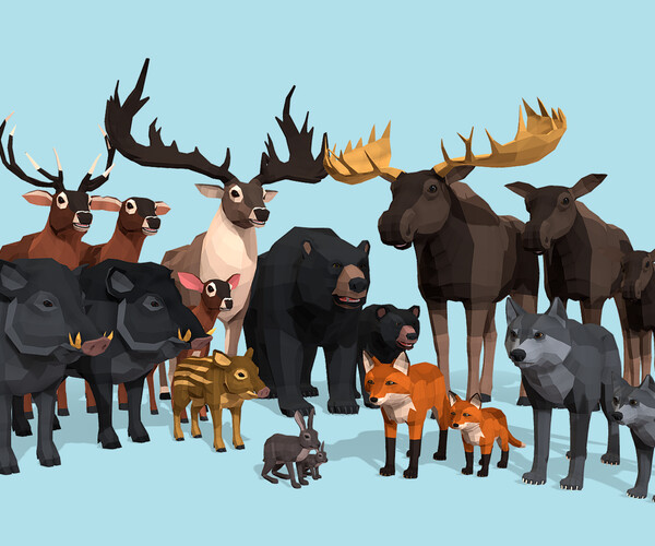 ArtStation - LowPoly Forest Animals pack | Game Assets