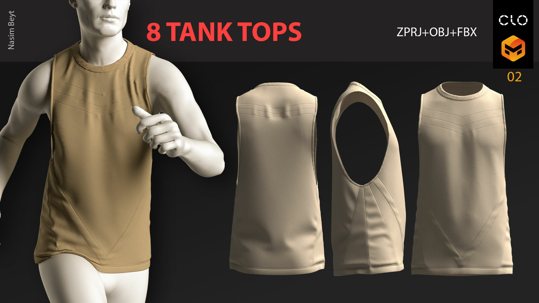 ArtStation - 8 TANK TOP PACK. Marvelous Designer/Clo3D project file+OBJ ...