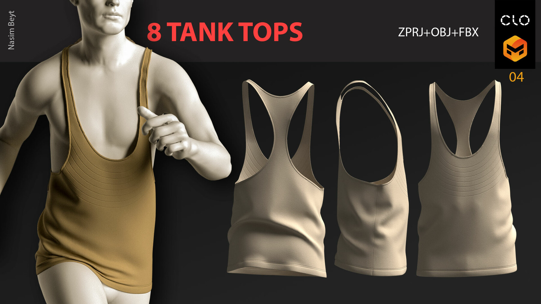ArtStation - 8 TANK TOP PACK. Marvelous Designer/Clo3D project file+OBJ ...