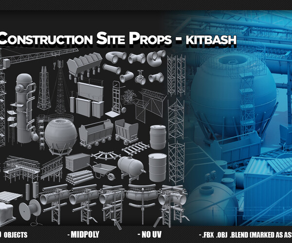 ArtStation - +60 Construction Site Props - KITBASH - VOL 04 | Resources