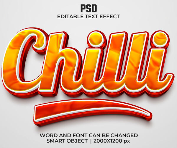ArtStation - 3D Chilli PSD fully editable text effect. Layer style PSD ...