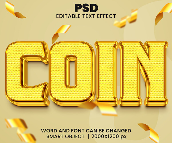 ArtStation - 3D Coin PSD fully editable text effect. Layer style PSD ...