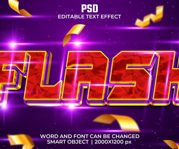 ArtStation - 3D Flash PSD fully editable text effect. Layer style PSD ...