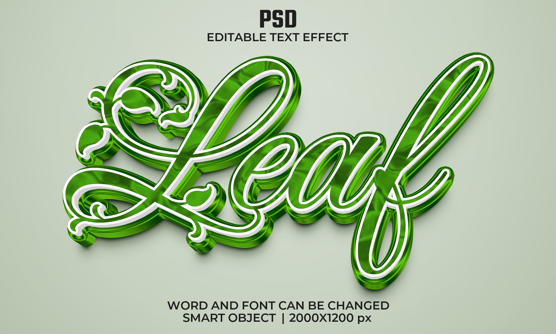 ArtStation - 3D Leaf PSD fully editable text effect. Layer style PSD mockup template. | Artworks