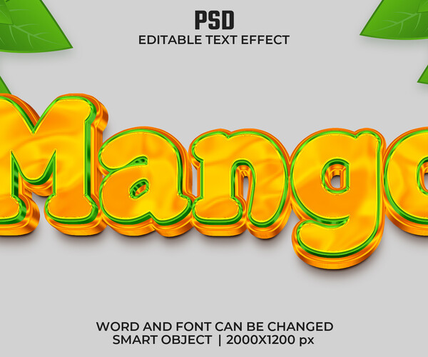 ArtStation - 3D Mango PSD fully editable text effect. Layer style PSD ...