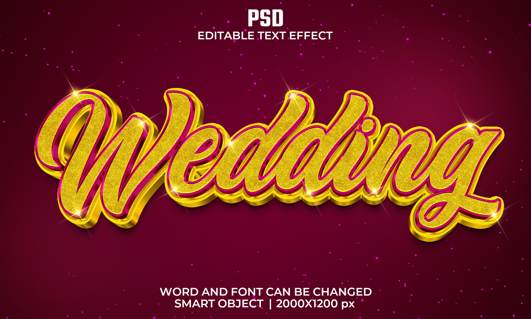 ArtStation - 3D Wedding PSD fully editable text effect. Layer style PSD ...