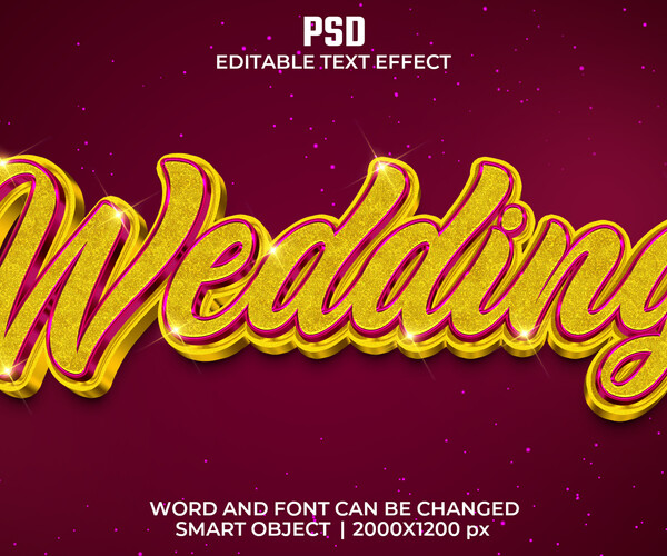 ArtStation - 3D Wedding PSD fully editable text effect. Layer style PSD ...