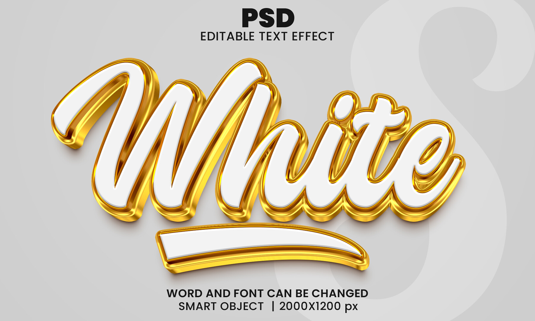 ArtStation - 3D White PSD fully editable text effect. Layer style PSD ...
