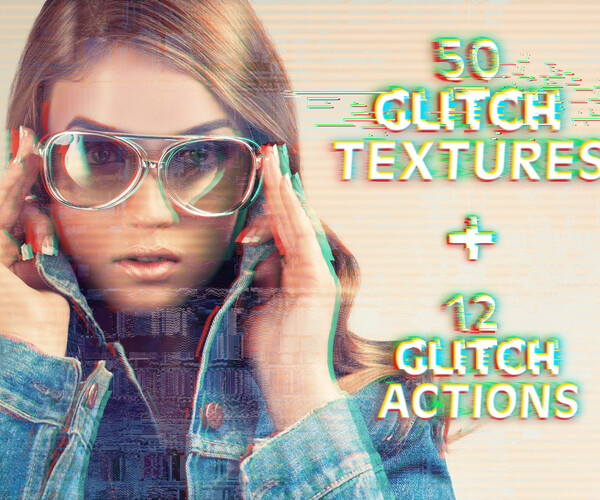 ArtStation - 50 Glitch Abstract Textures, Photoshop 3D Glitch Effect Actions, Glitch Distortion ...