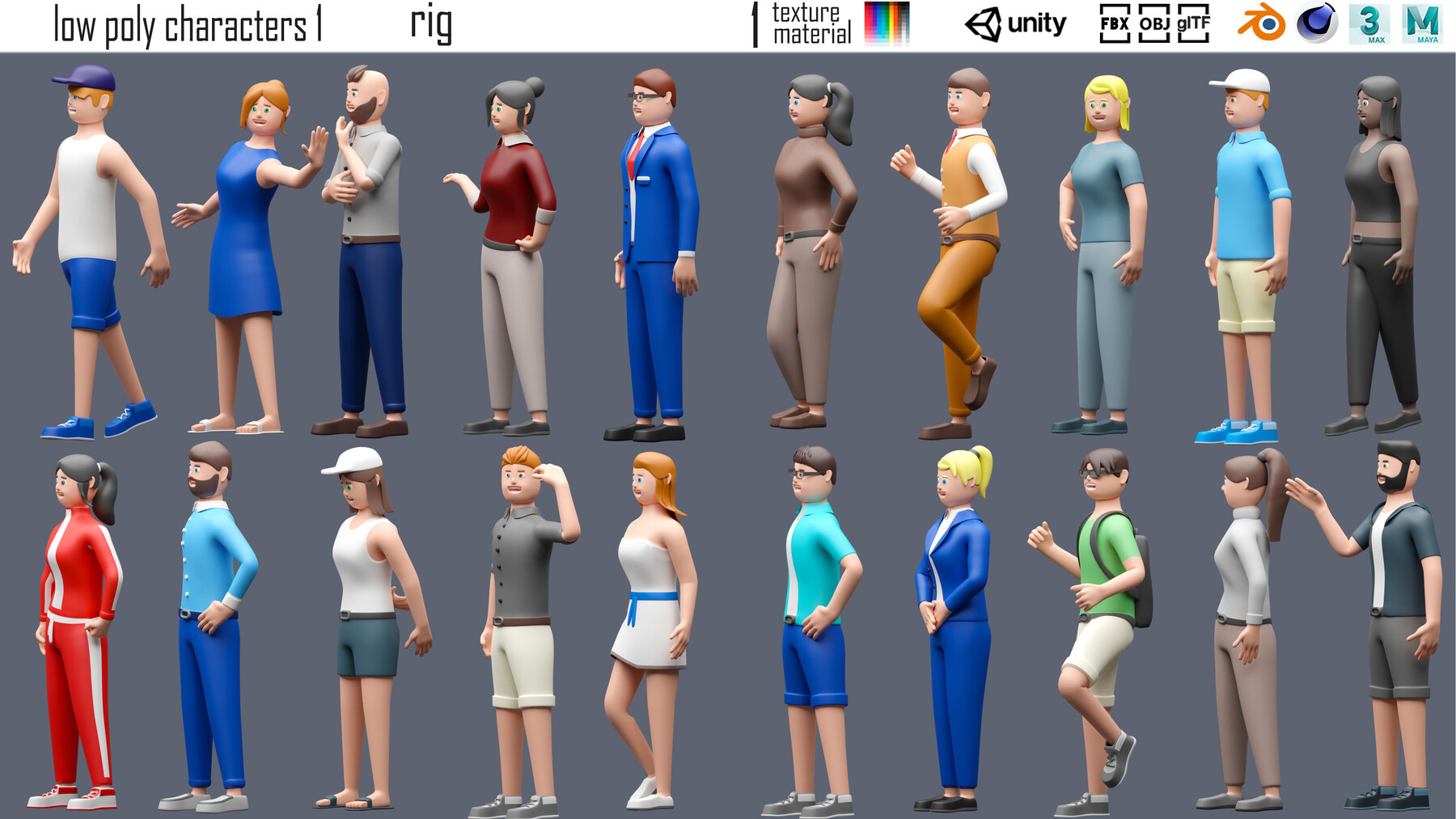 ArtStation - Cartoon characters 1 Low-poly 3D model | Game Assets