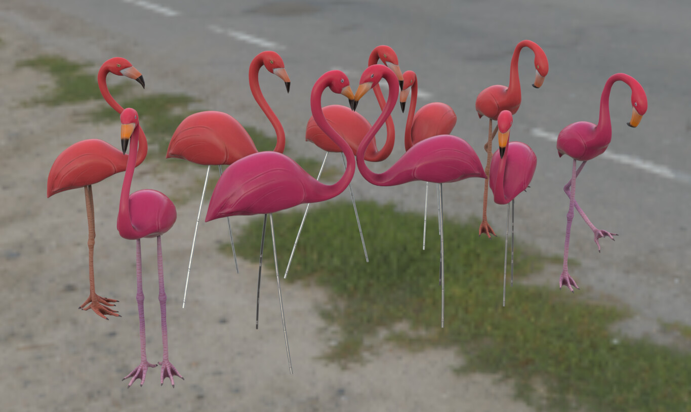 ArtStation - Decorative Flamingos | Game Assets