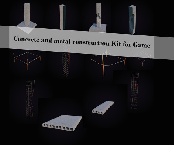ArtStation - Concrete and metal construction Kit for Game | Game Assets
