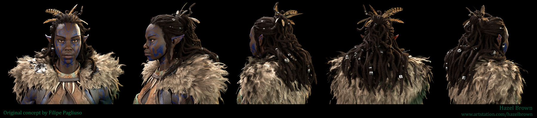 ArtStation - Realtime Dreadlocks- game ready asset | Game Assets