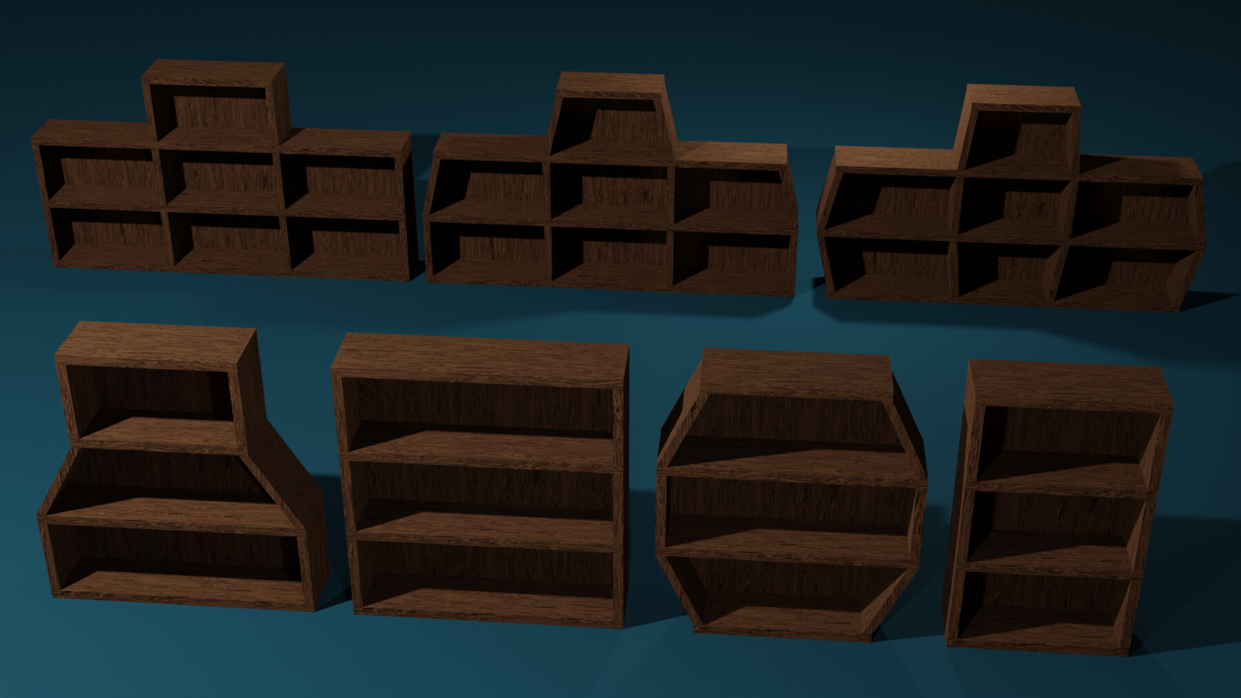 ArtStation - Seven Wooden Bookshelves | Game Assets