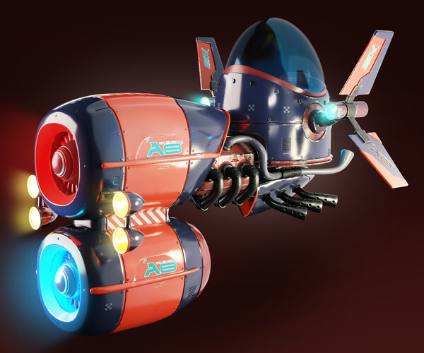 ArtStation - Humoro sci fi cyberpunk Aircraft game ready high poly and ...
