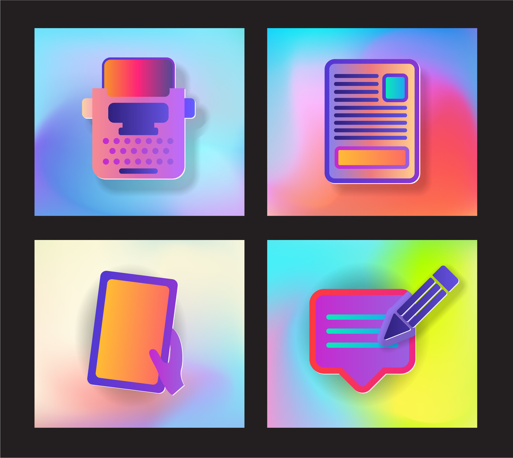 ArtStation - Set of color icons typewriter icon with message | Artworks