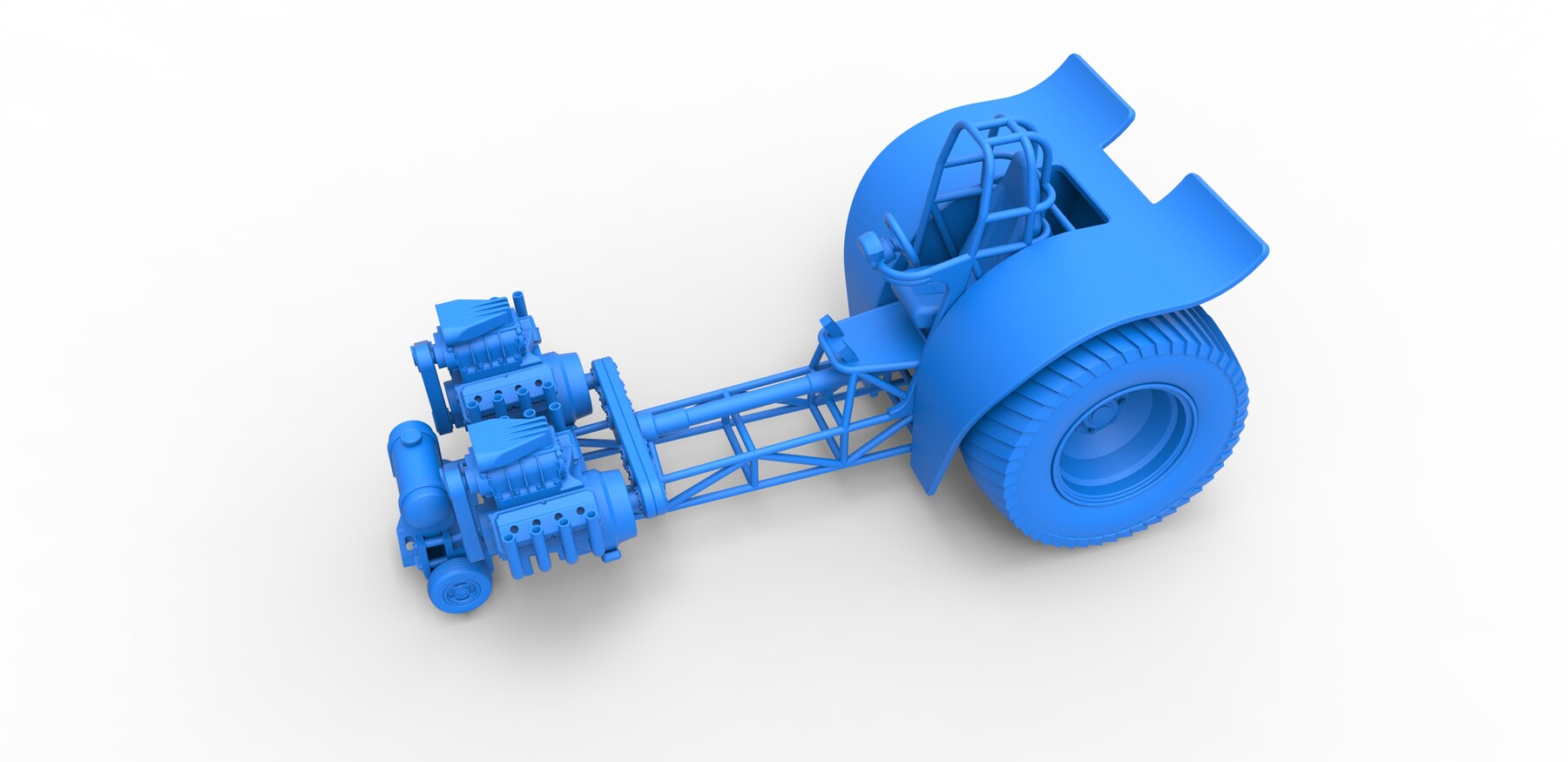 ArtStation - 3D printable Diecast Pulling tractor with 2 engines V8 ...
