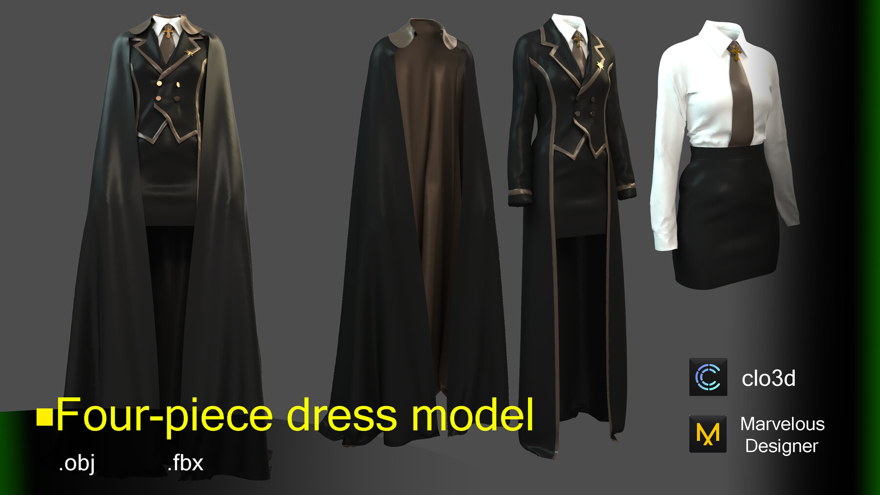 ArtStation - Four-piece dress model | Resources