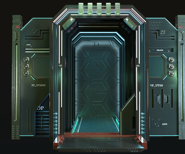 ArtStation - scifi door (doorways) 3D model | Game Assets