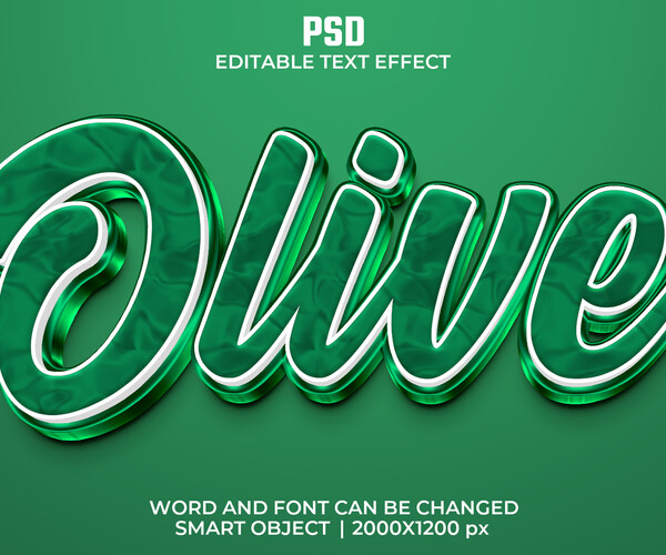 ArtStation - 3D Olive PSD fully editable text effect. Layer style PSD ...