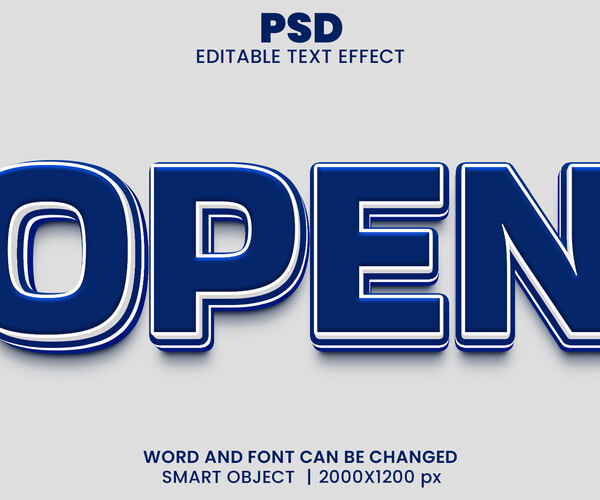 ArtStation - 3D Open PSD fully editable text effect. Layer style PSD ...