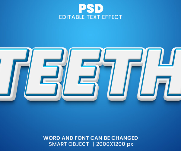 ArtStation - 3D Teeth PSD fully editable text effect. Layer style PSD ...