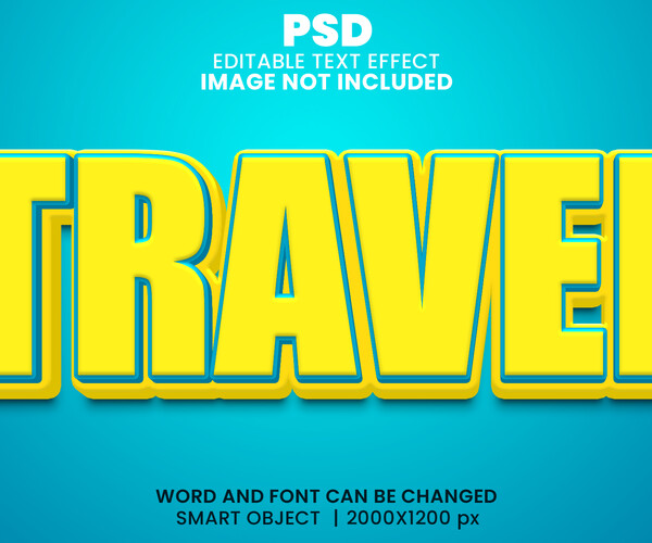 ArtStation - 3D Travel PSD fully editable text effect. Layer style PSD ...