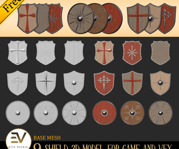ArtStation - 9 SHIELD 3D MODEL | Game Assets