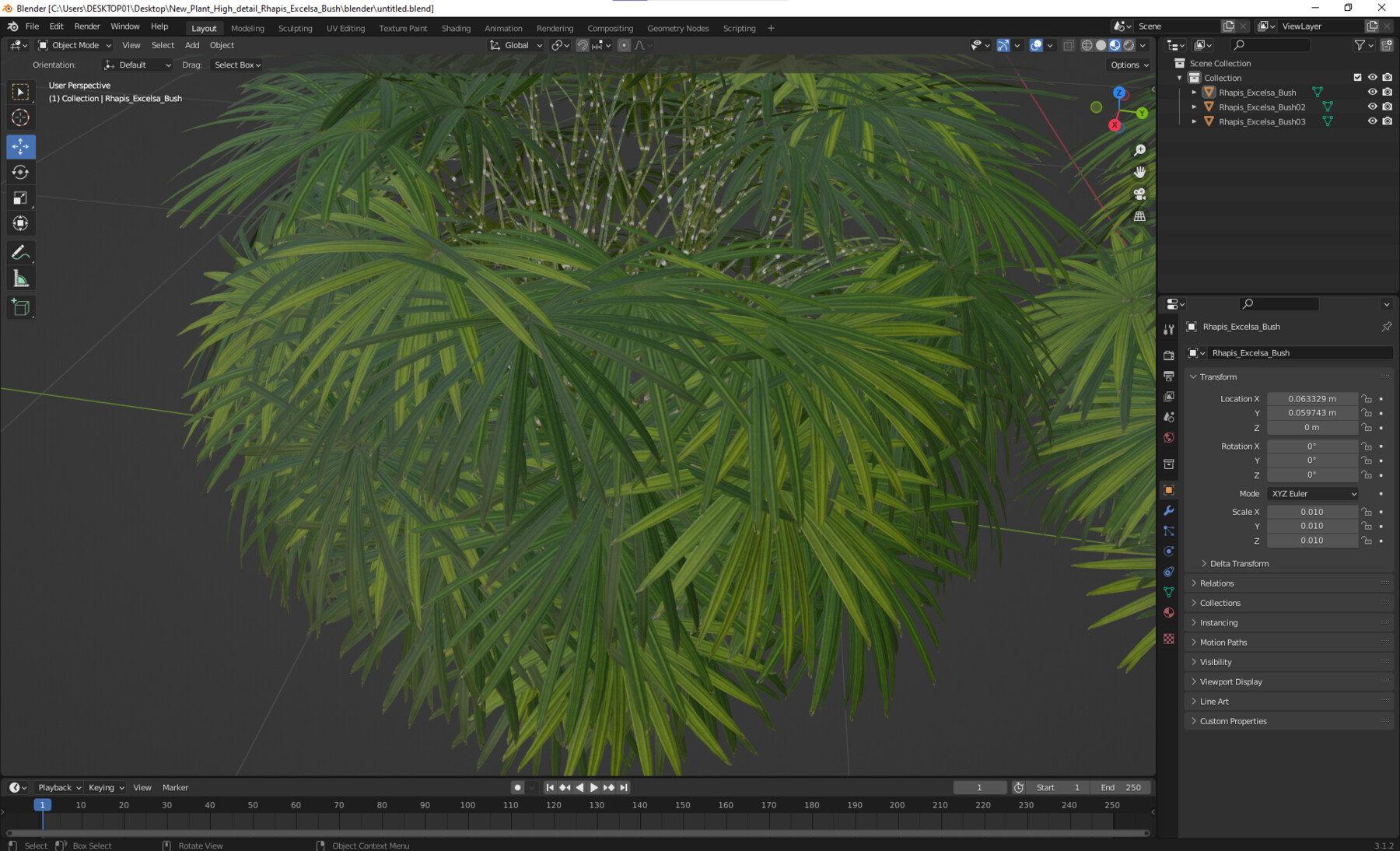 ArtStation - New Plant High detail Rhapis Excelsa Bush | Resources