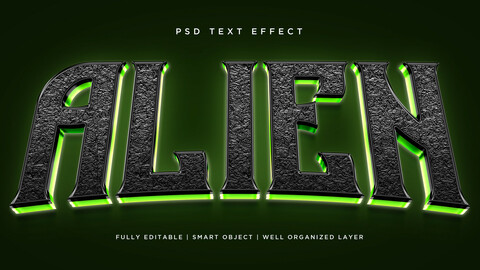ArtStation - 3D Alien PSD fully editable text effect. Layer style PSD ...