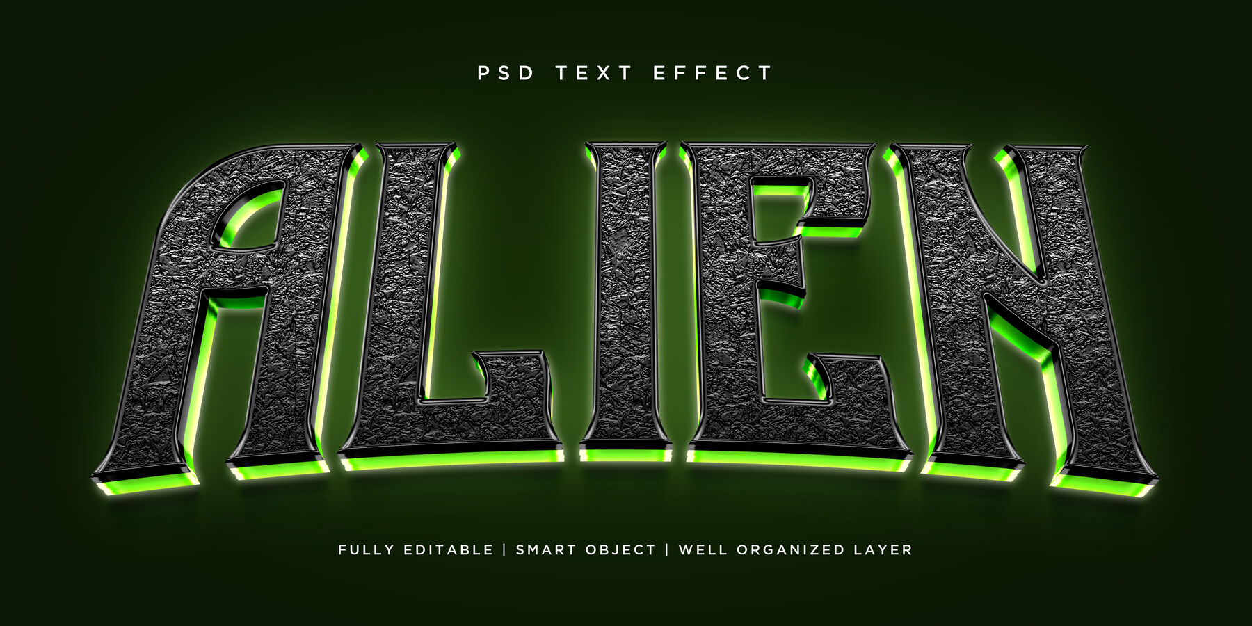 ArtStation - 3D Alien PSD fully editable text effect. Layer style PSD ...