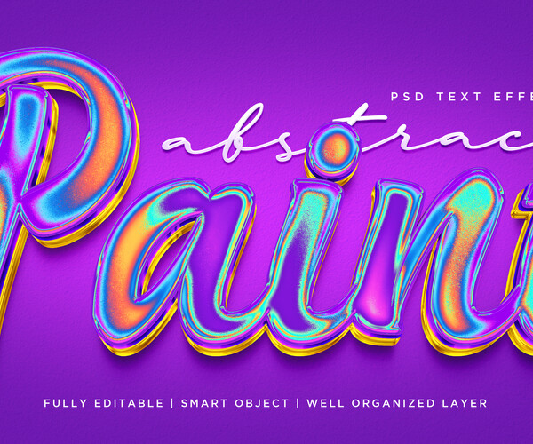 ArtStation - 3D Paint PSD fully editable text effect. Layer style PSD ...
