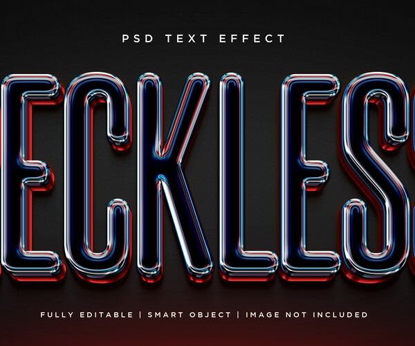 ArtStation - 3D Reckless PSD fully editable text effect. Layer style PSD mockup template. | Artworks