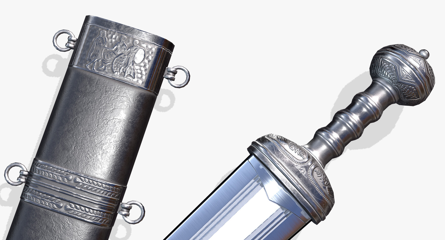 ArtStation - Roman Sword - Ceremonial SIlver Gladius | Game Assets