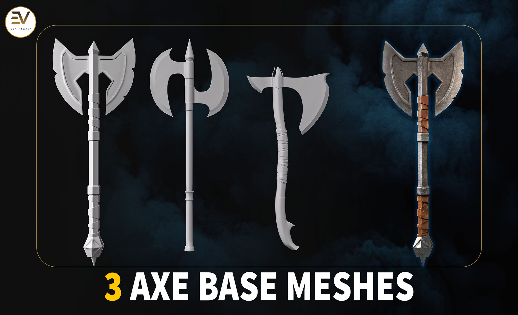 ArtStation - 3 Axe Base Meshes | Game Assets