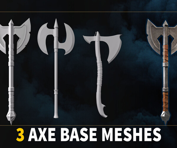 ArtStation - 3 Axe Base Meshes | Game Assets