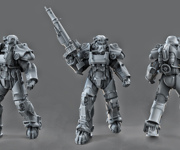ArtStation - T60 Power Armor 3D Printable 75mm and 100mm | Resources