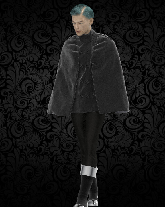 ArtStation - TRUGEN'S BLACK AURA CAPE COAT | Game Assets