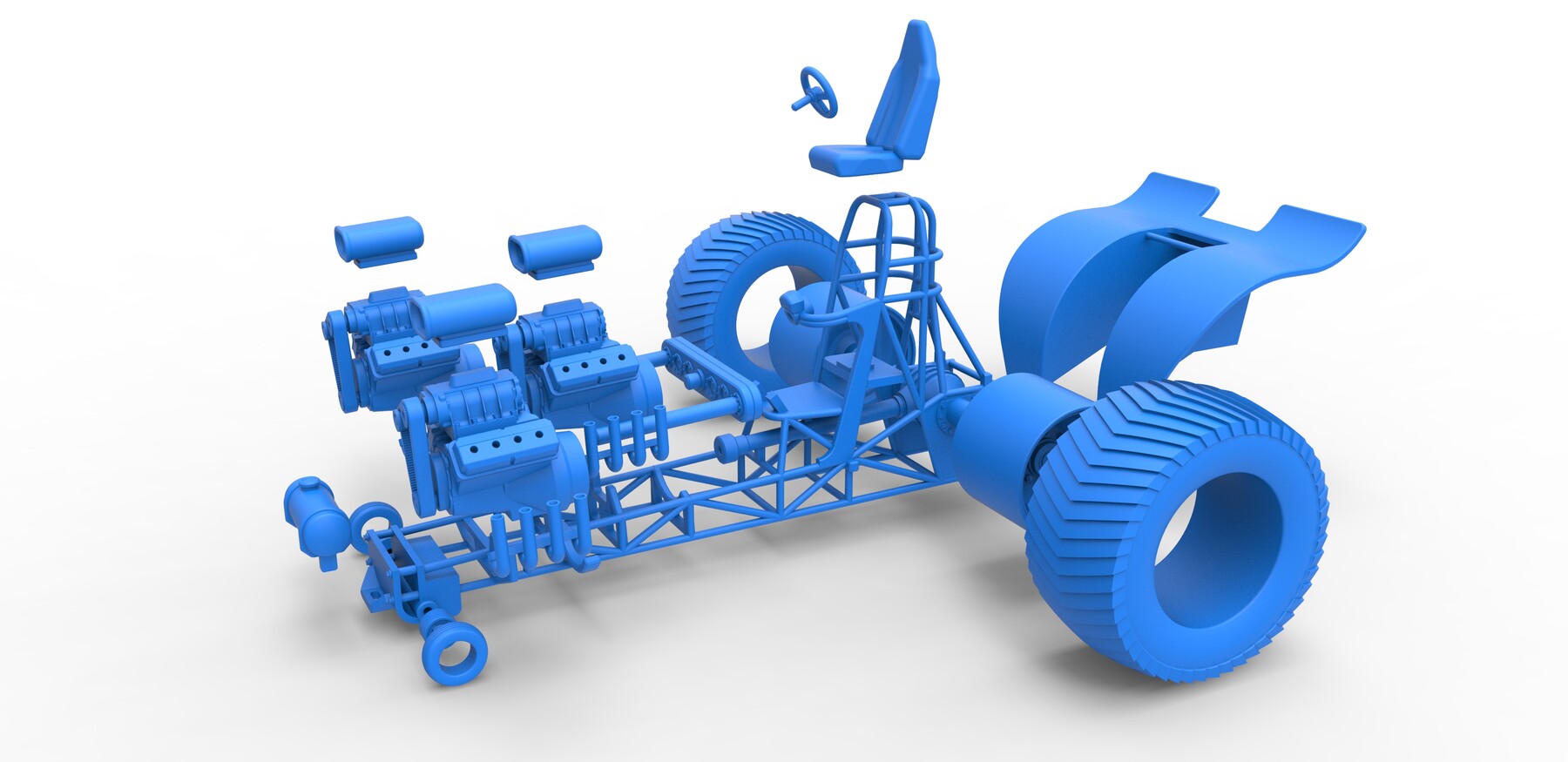 ArtStation - 3D printable Diecast Pulling tractor with 3 engines V8 ...