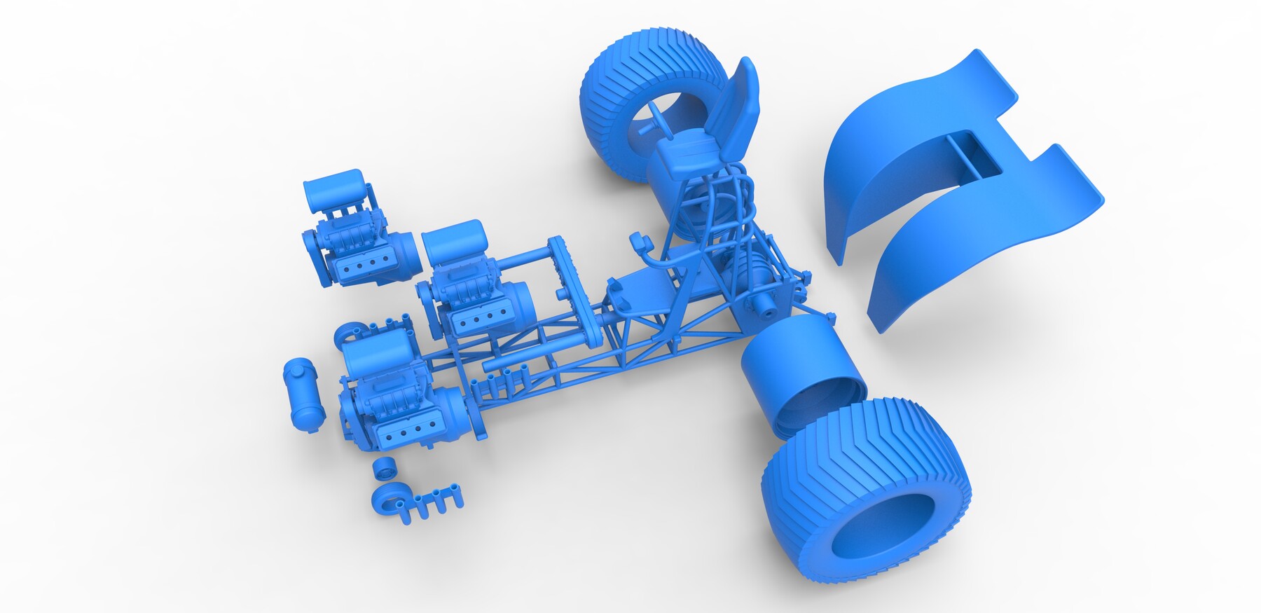 ArtStation - 3D printable Diecast Pulling tractor with 3 engines V8 ...