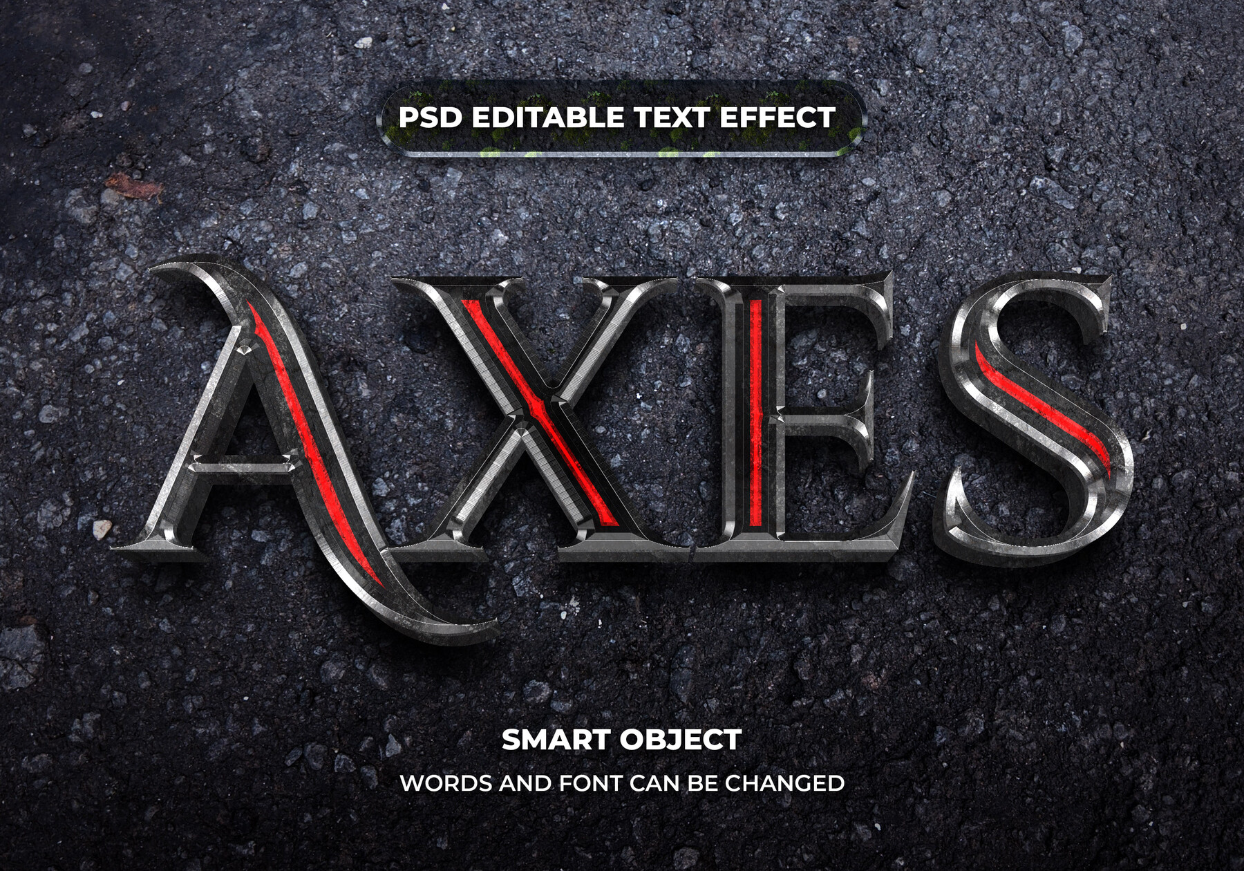 ArtStation - 3D Axes PSD fully editable text effect. Layer style PSD ...
