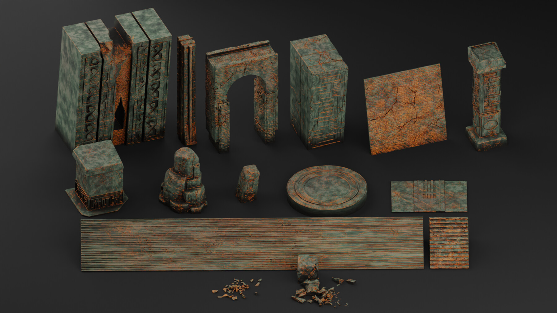 ArtStation - Ruined Kitbash Architecture (.blend, .fbx) 15 assets ...