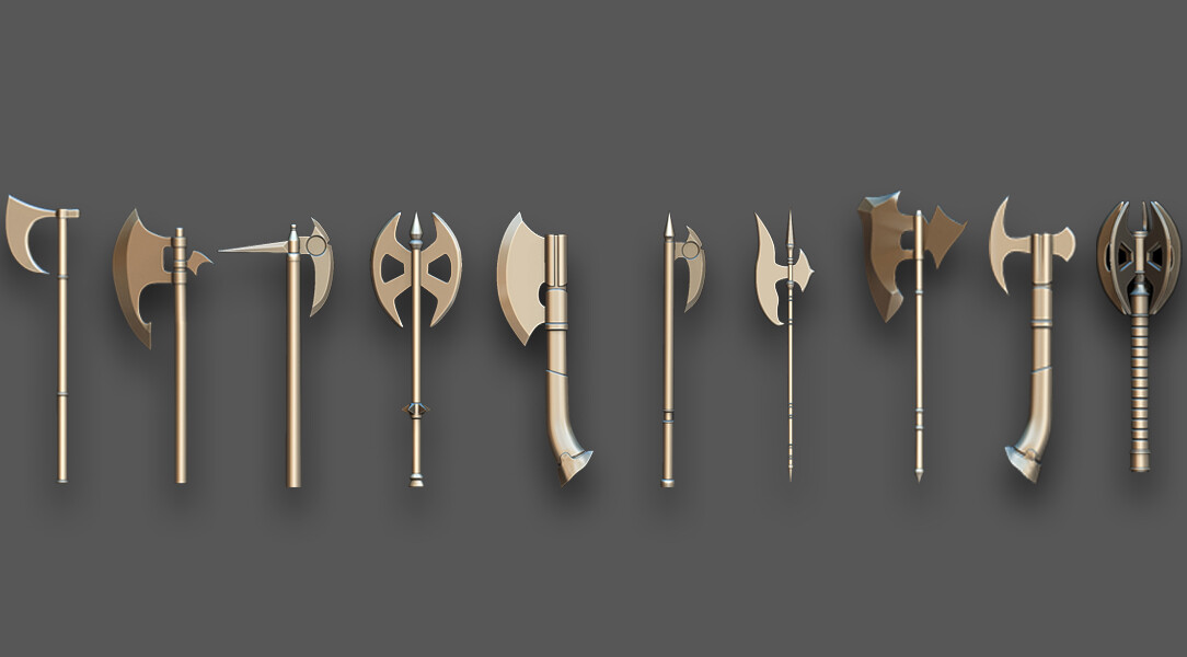 ArtStation - 20 Axe Base Mesh Pack | Game Assets