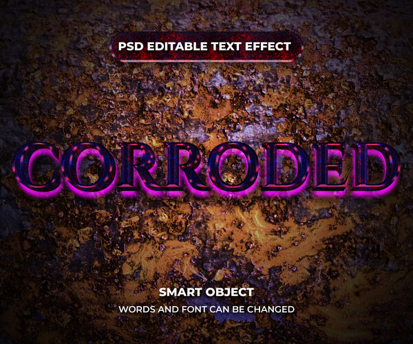 ArtStation - 3D Corroded PSD fully editable text effect. Layer style ...