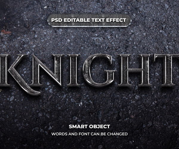 ArtStation - 3D Knight PSD fully editable text effect. Layer style PSD ...