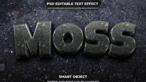 ArtStation - 3D Moss PSD fully editable text effect. Layer style PSD ...