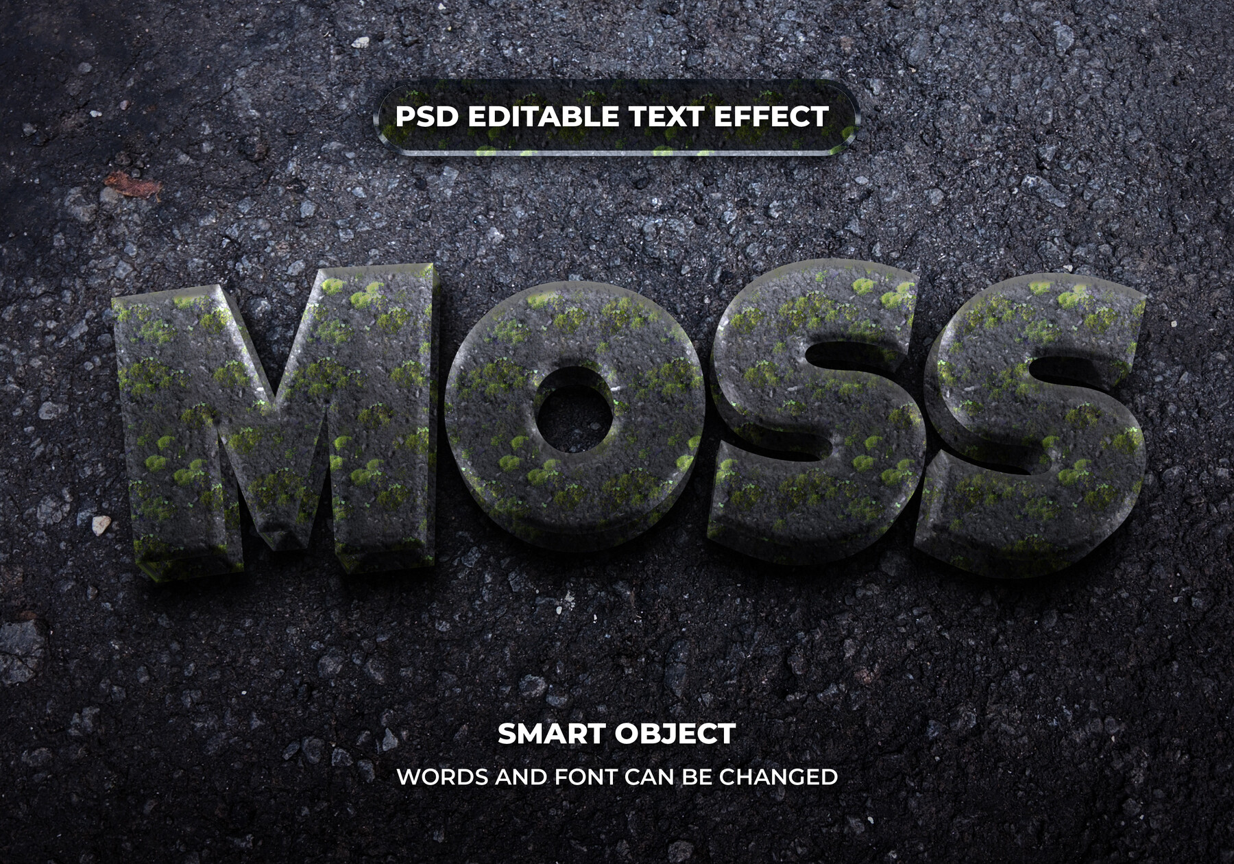 ArtStation - 3D Moss PSD fully editable text effect. Layer style PSD ...