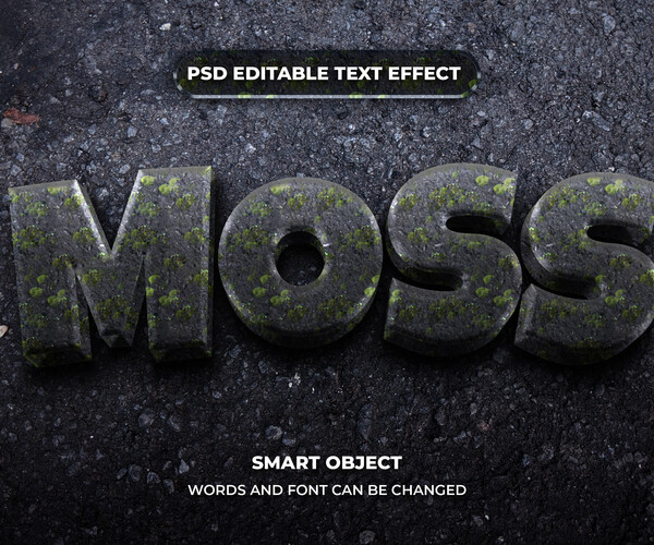 ArtStation - 3D Moss PSD fully editable text effect. Layer style PSD ...
