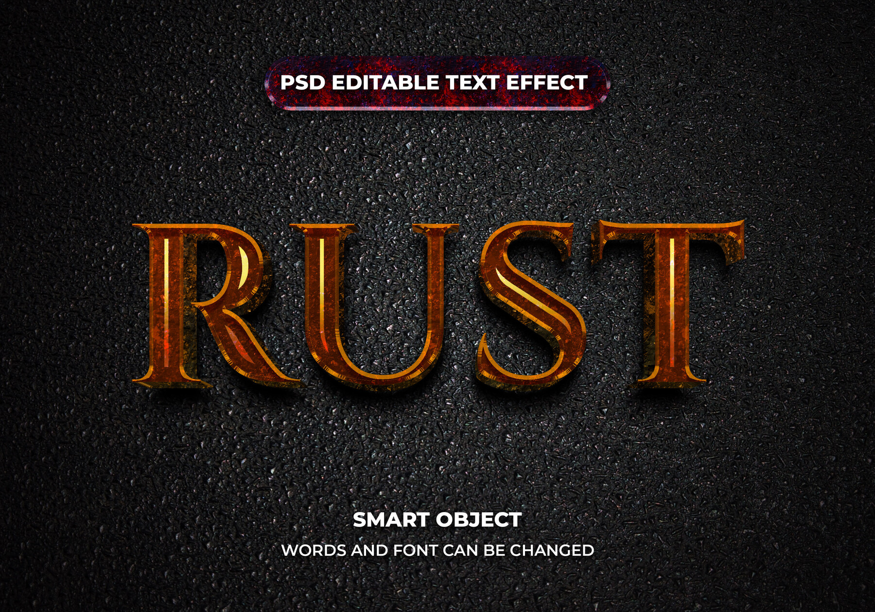 ArtStation - 3D Rust PSD fully editable text effect. Layer style PSD ...