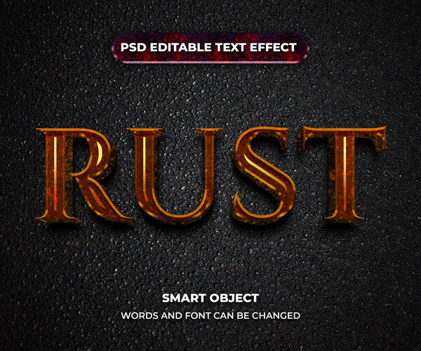 ArtStation - 3D Rust PSD fully editable text effect. Layer style PSD ...